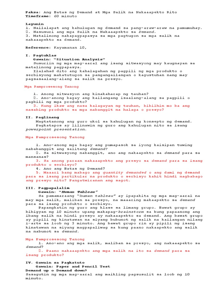 Demo LP (Ang Batas NG Demand) | PDF