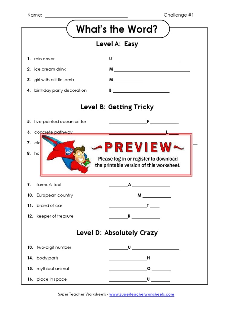 What's The Word?: Level A: Easy | PDF | Nature