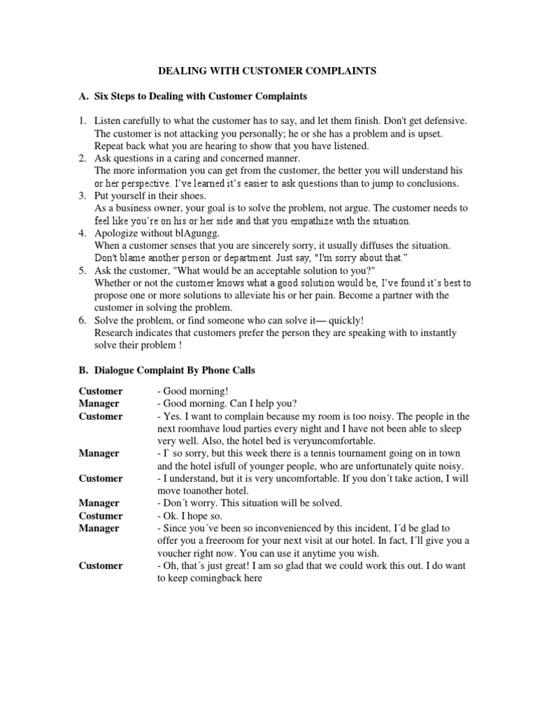 6 Steps to Handling Customer Complaints | PDF