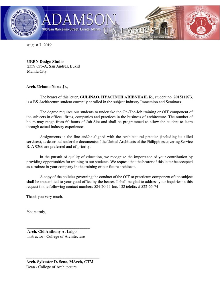 Recommendation Letter | PDF | Architect | Behavior Modification