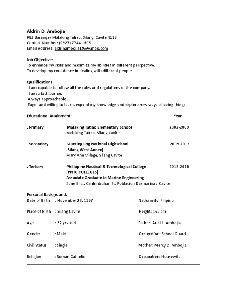Aldrin D. Ambojia | PDF