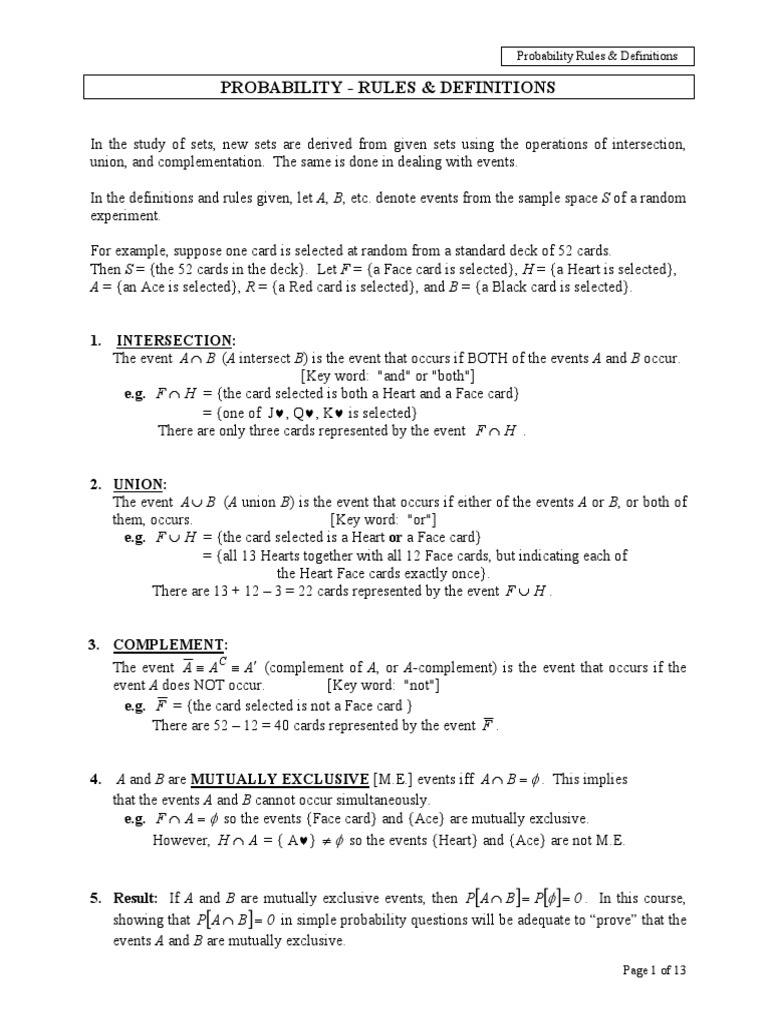 103 Prob Rules | Download Free PDF | Probability | Probability And ...