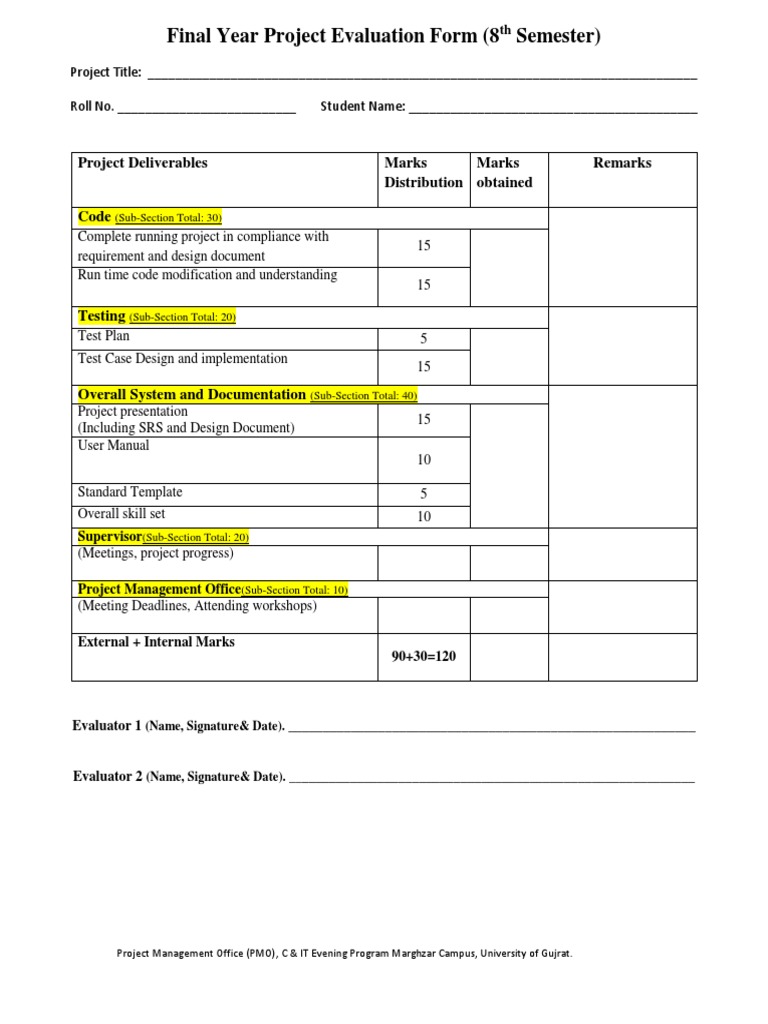 Final Year Project Evaluation Form | PDF | Computers