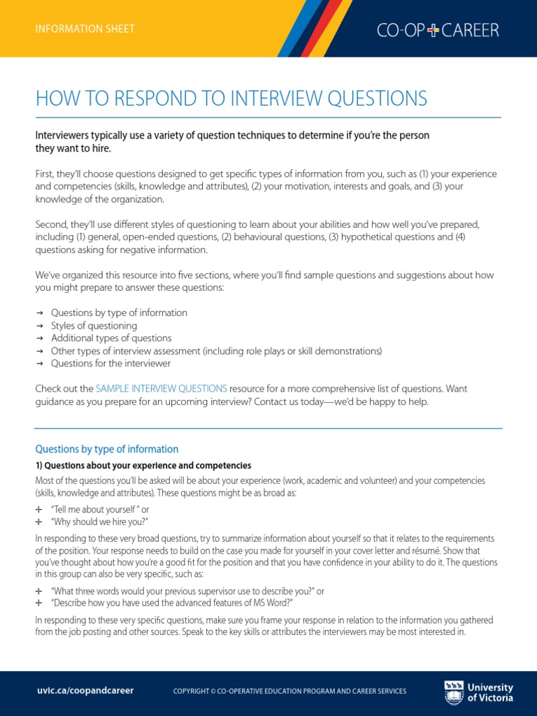 How To Respond To Interview Questions | PDF | Question | Competence ...