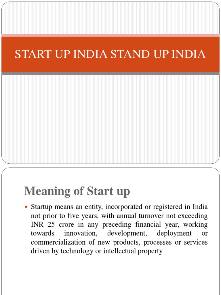 Start Up India, Stand Up India | PDF | Startup Company | Small Business ...