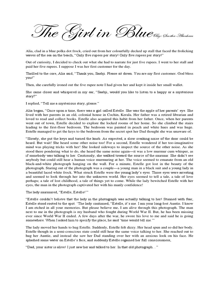 The Girl in Blue: By: Smitha Abraham | PDF