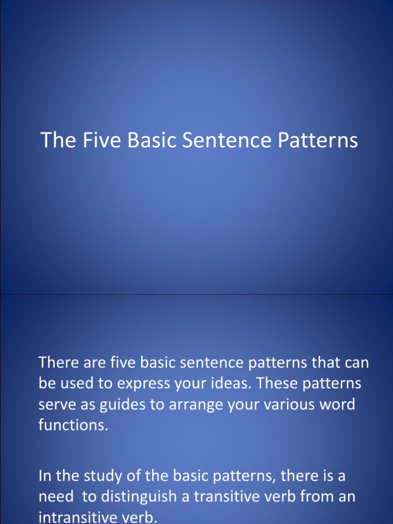 The Five Basic Sentence Patterns | PDF