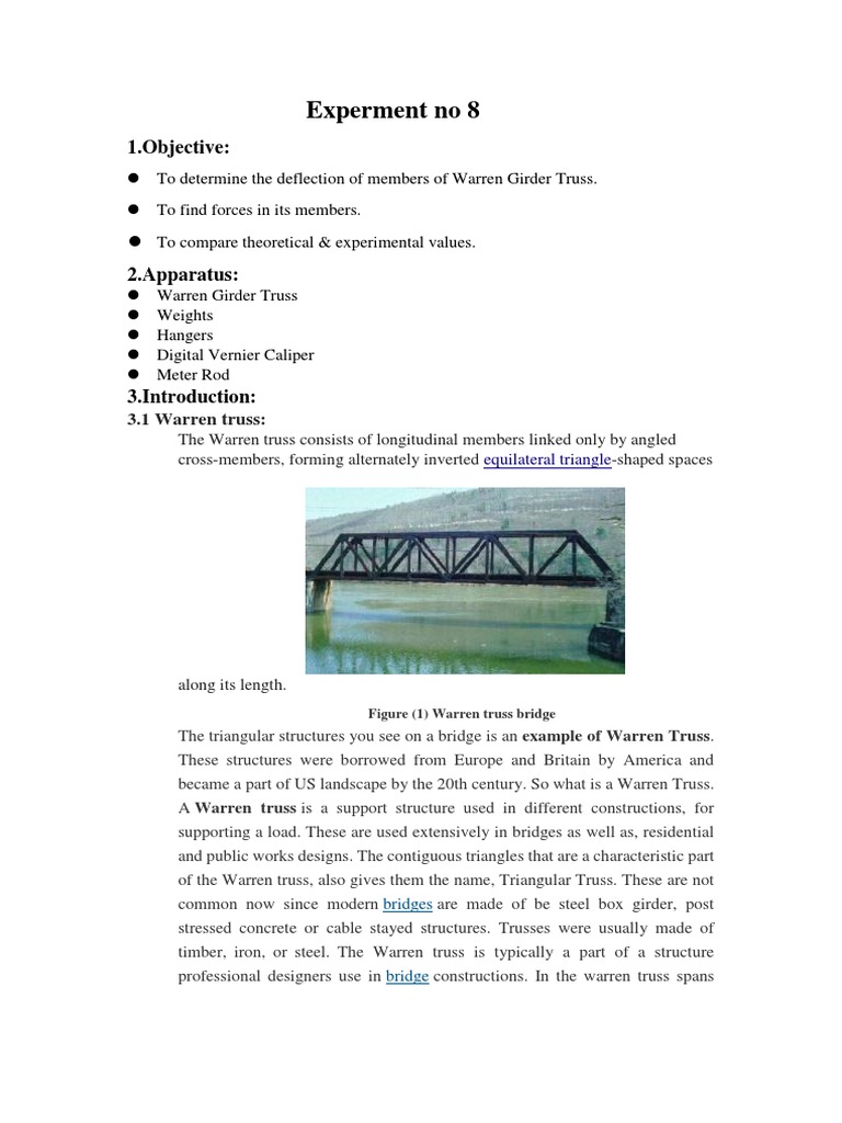 Warren Girder Truss Experiment Analysis | PDF | Truss | Civil Engineering