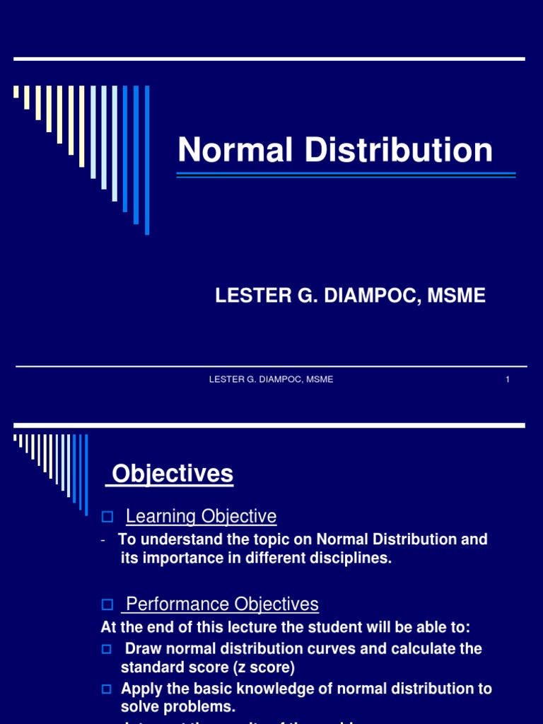 Normal Distribution: Lester G. Diampoc, Msme | PDF | Normal ...