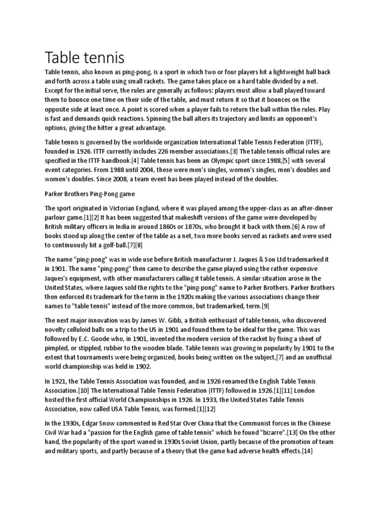 Table Tennis | PDF | Table Tennis | Games Of Physical Skill