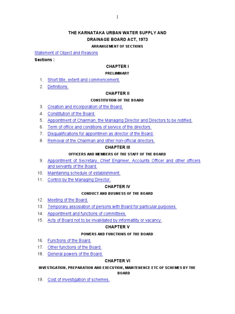 Karnataka Urban Water Supply Act | PDF | Committee | Water Supply