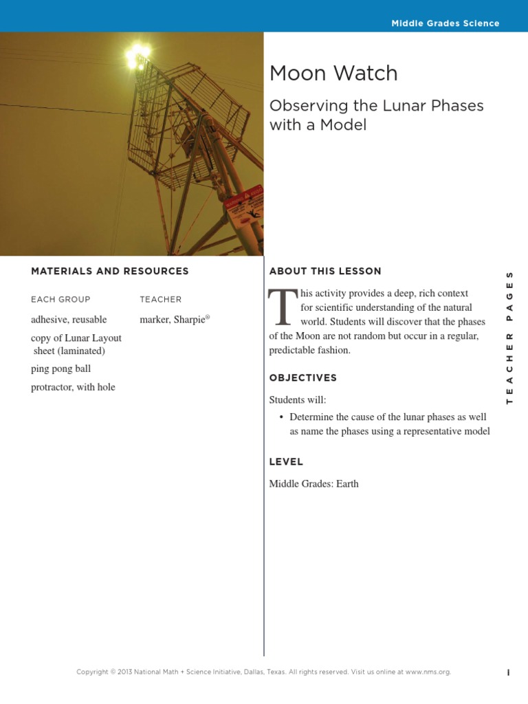 Moon Watch: Observing The Lunar Phases With A Model | PDF | Moon ...