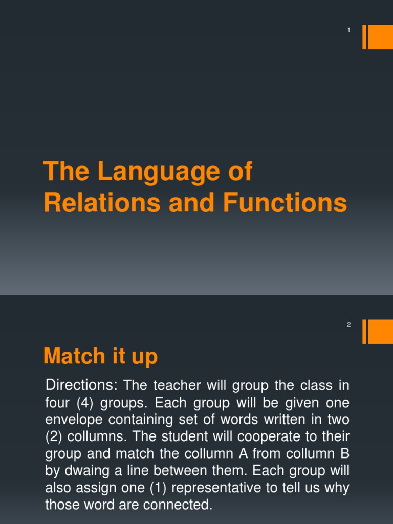 The Language of Relations and Functions | PDF | Function (Mathematics) | Mathematical Concepts