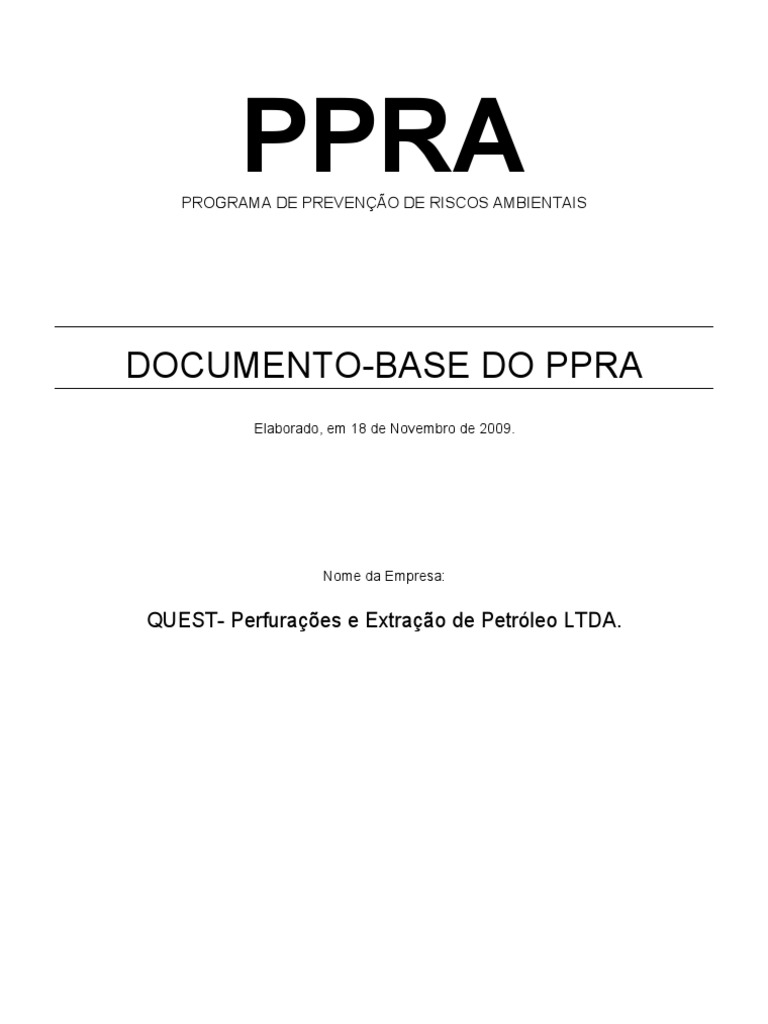 PPRA Modelo | PDF | Ambiente natural | Planejamento
