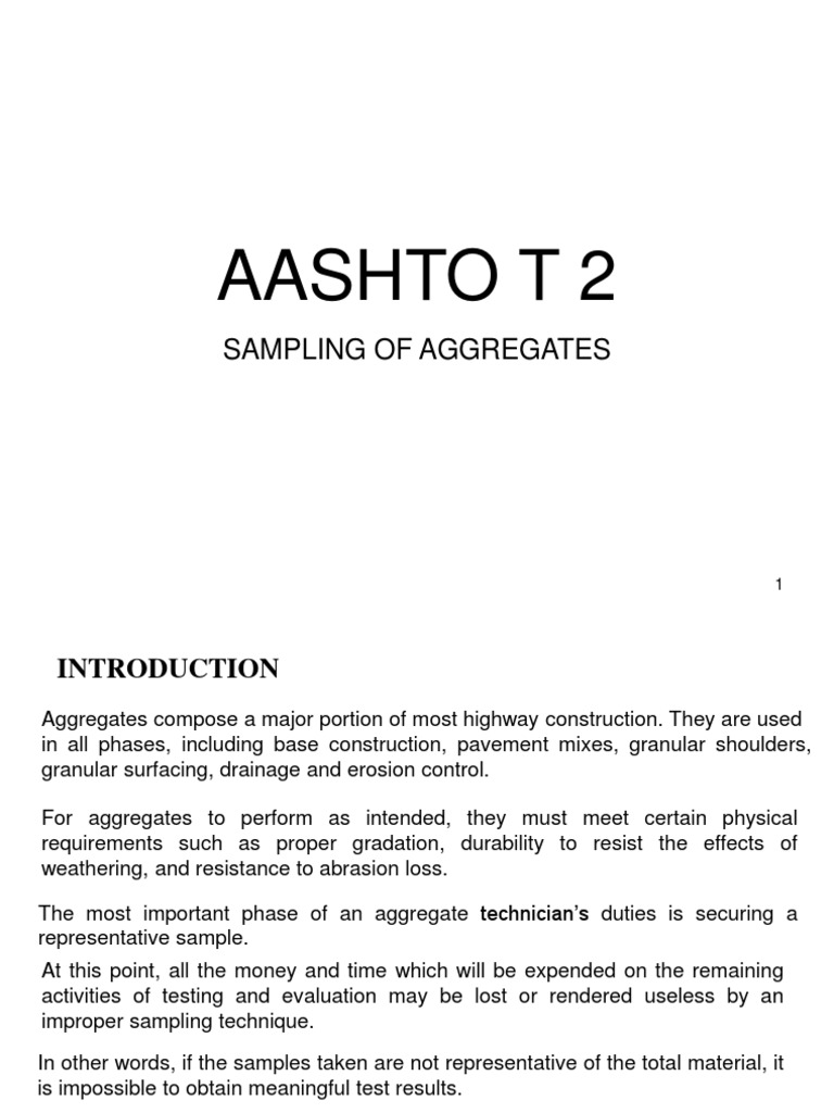 Aashto t2 Sampling of Aggregates | PDF | Deep Foundation | Road Surface