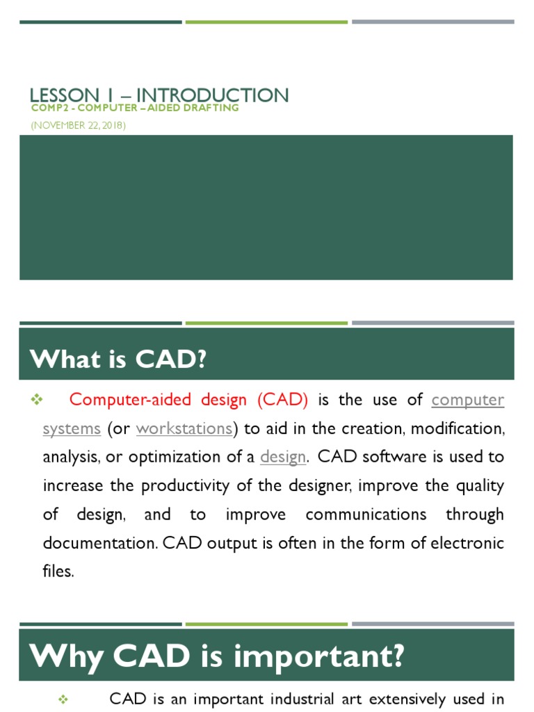 Lesson 1 - Introduction: Comp2 - Computer - Aided Drafting | PDF | Auto ...
