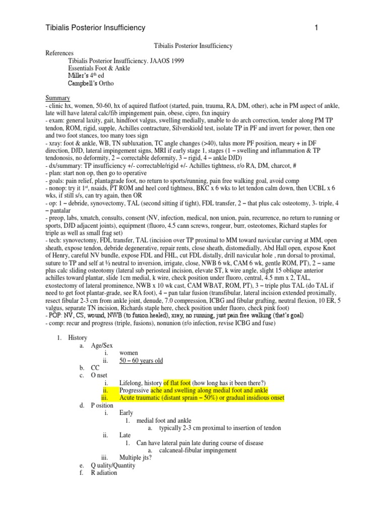Tib Post Insufficiency | Download Free PDF | Ankle | Foot