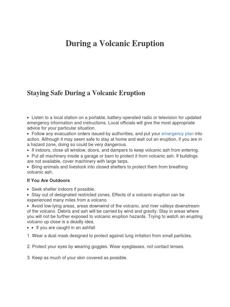 Safety Tips for Volcanic Eruptions | PDF | Volcanic Ash | Volcano