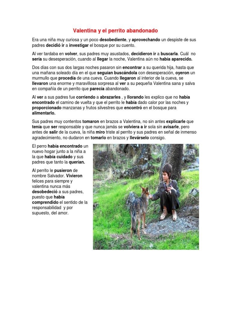 Valentina y el perrito abandonado en la cueva | PDF