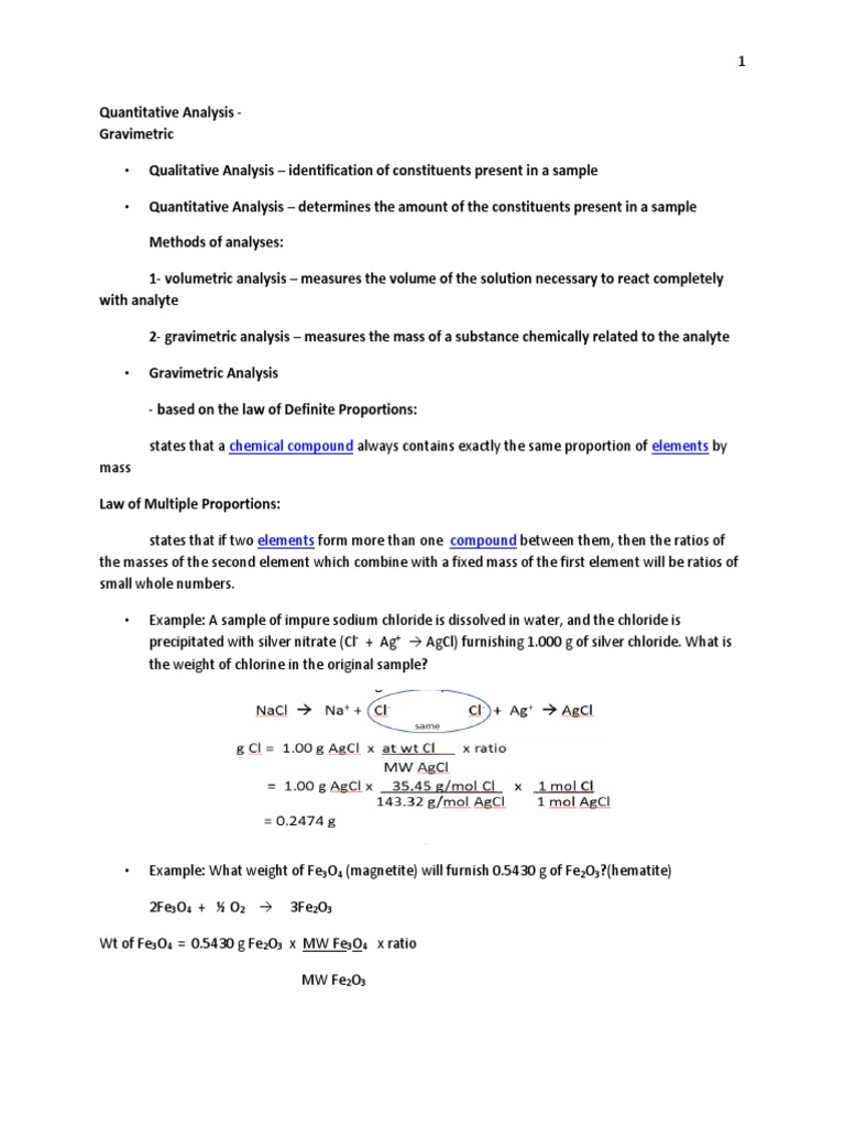 Gravimetric Analysis | PDF | Mole (Unit) | Chloride