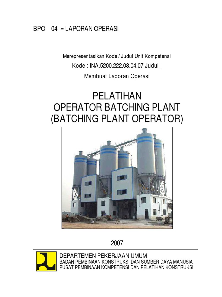 Laporan Operasi Batching Plant | PDF