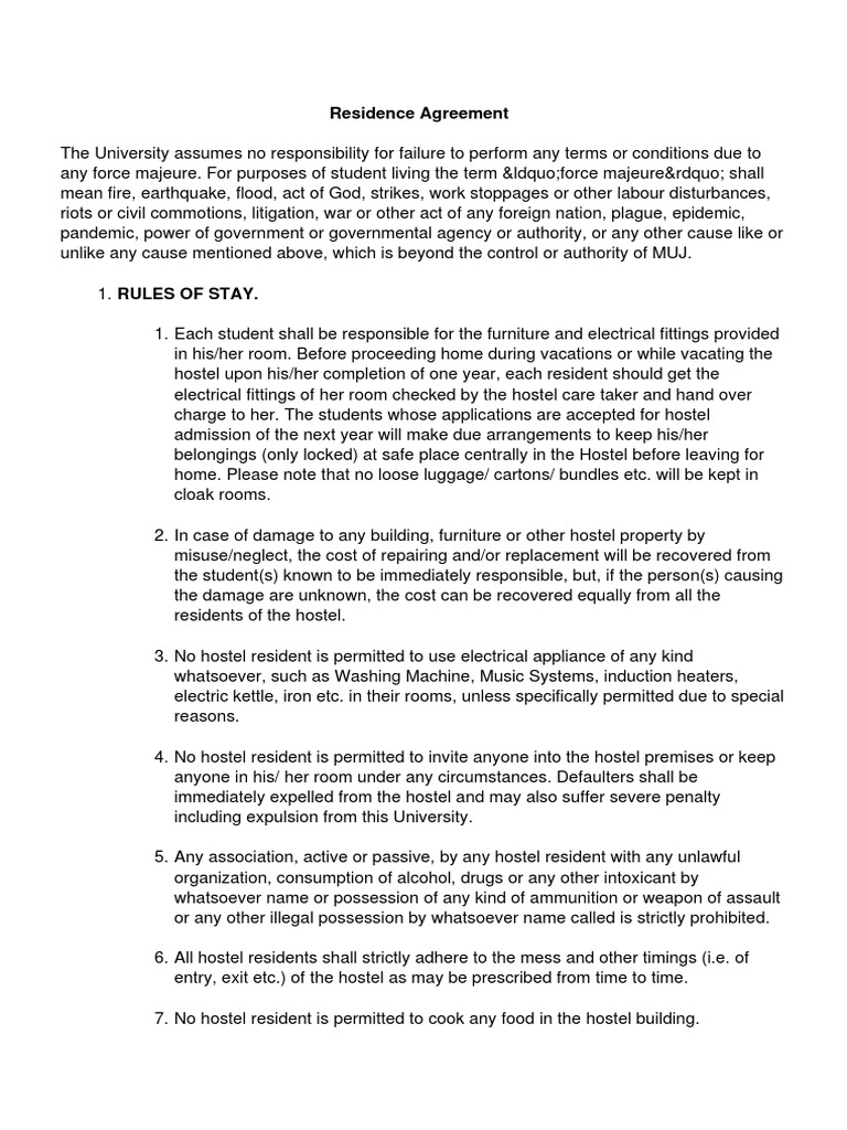 Hostel Rules and Regulations Overview | PDF | Hostel | Crime & Violence