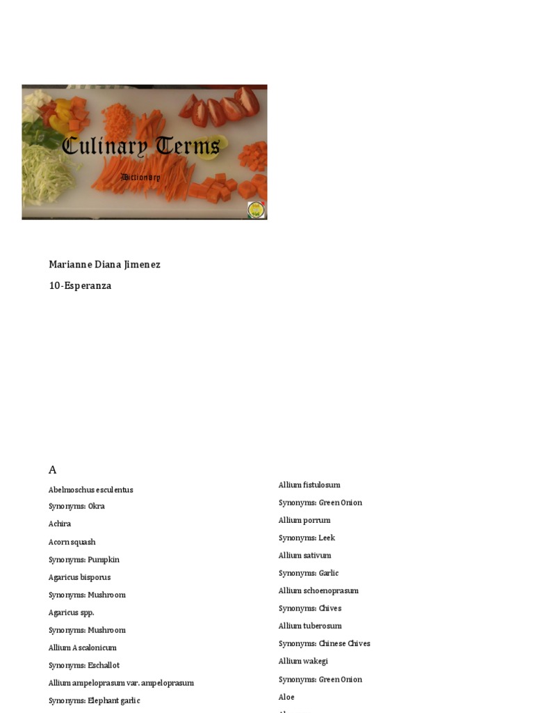 Culinary Terms | PDF | Capsicum | Edible Plants