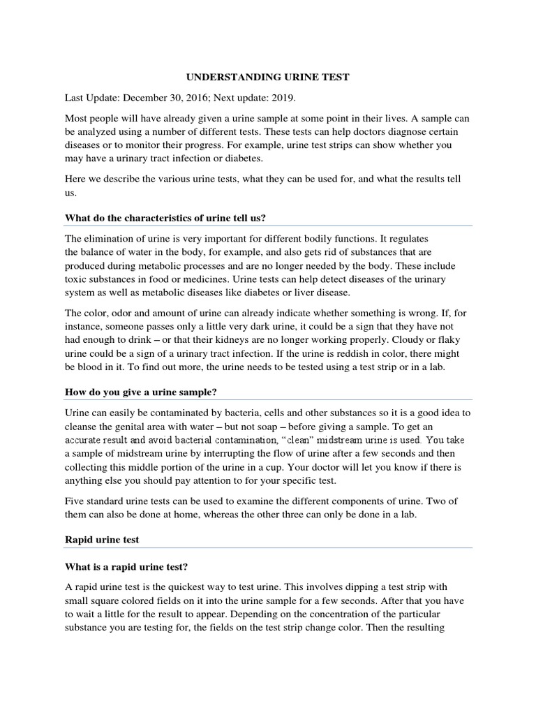 Understanding Urine Test | PDF | Urine | Kidney