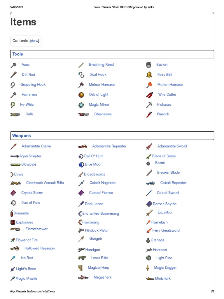Items Terraria | PDF | Weaponry | Nature