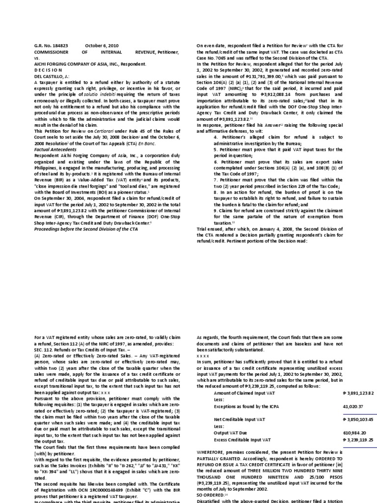 CivRev Cases | PDF | Tax Refund | Value Added Tax