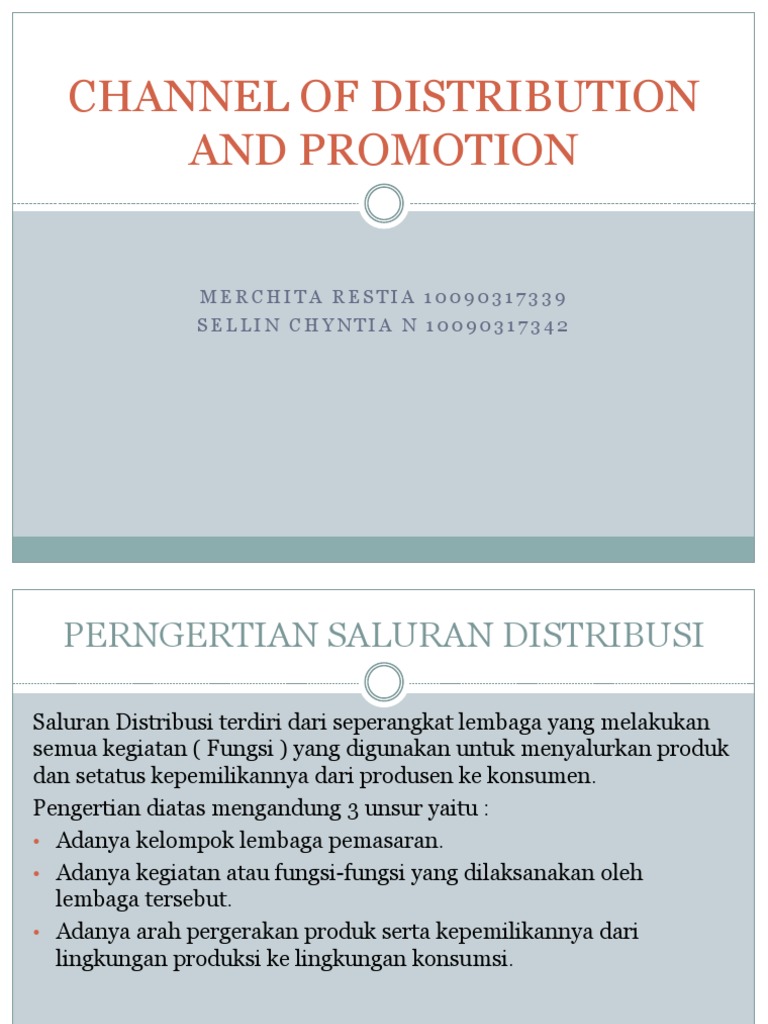 MENGURAI SALURAN DISTRIBUSI DAN PROMOSI | PDF