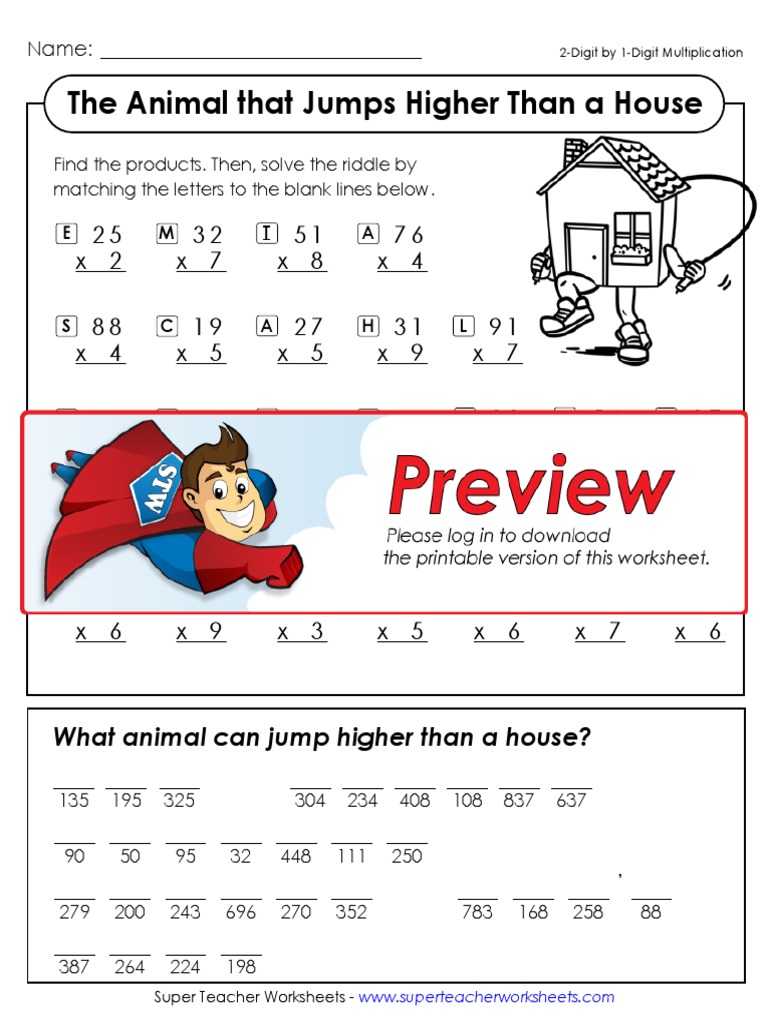 Animal Jumping Riddle Worksheet | PDF