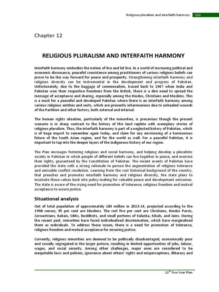 Promoting Religious Pluralism and Interfaith Harmony in Pakistan: A ...