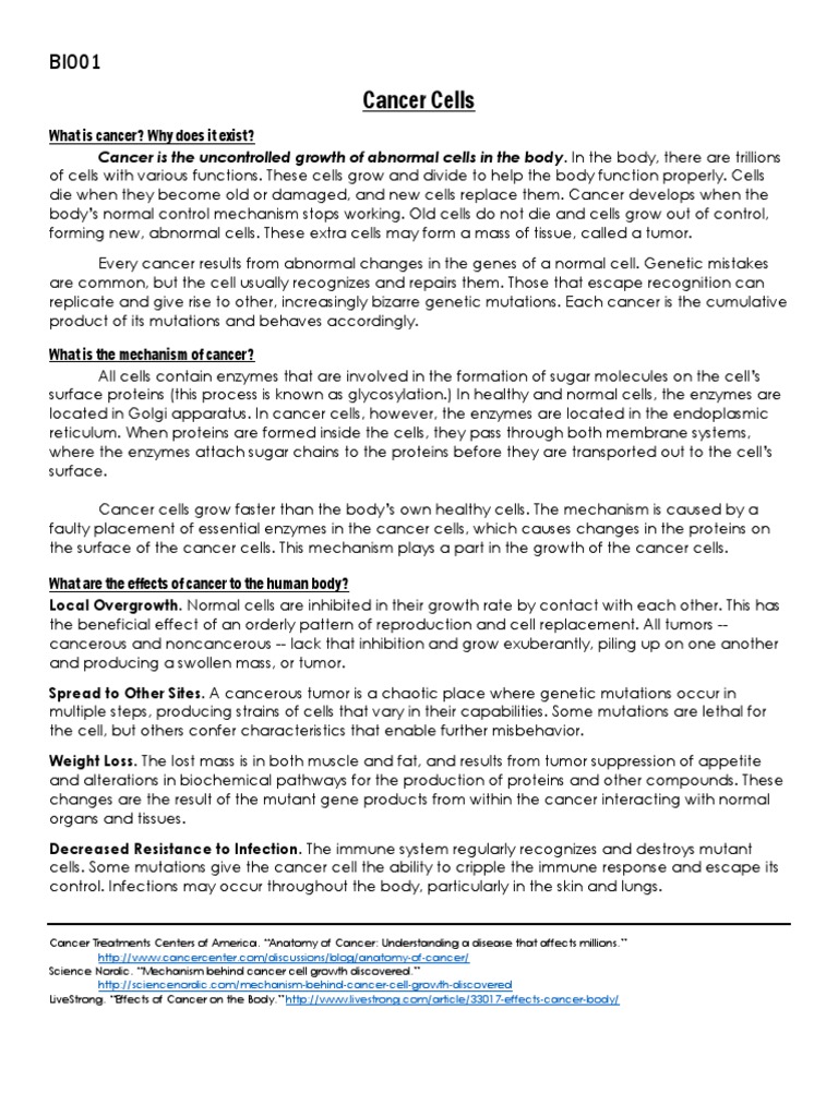 BIO01 - Cancer Cells | PDF | Neoplasms | Cancer