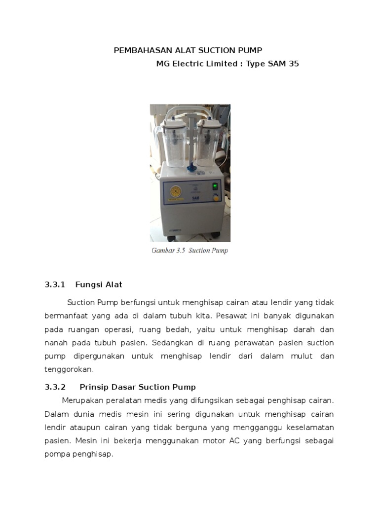Fungsi dan Prinsip Kerja Suction Pump | PDF