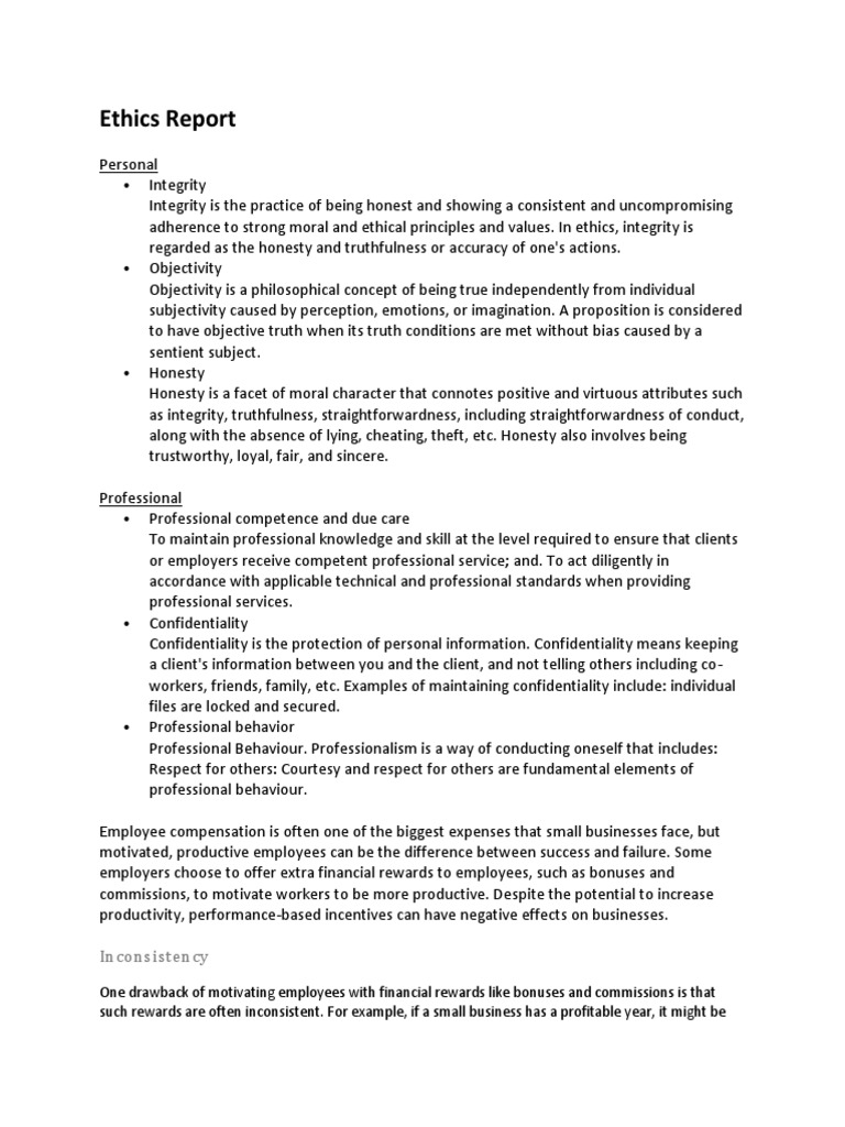 Ethics Report: Inconsistency | Download Free PDF | Integrity | Decision ...