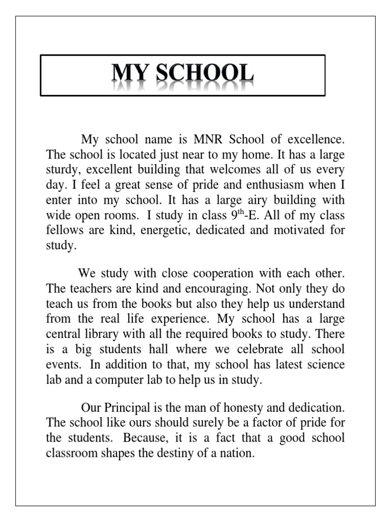 My School | PDF | Pedagogy | Learning