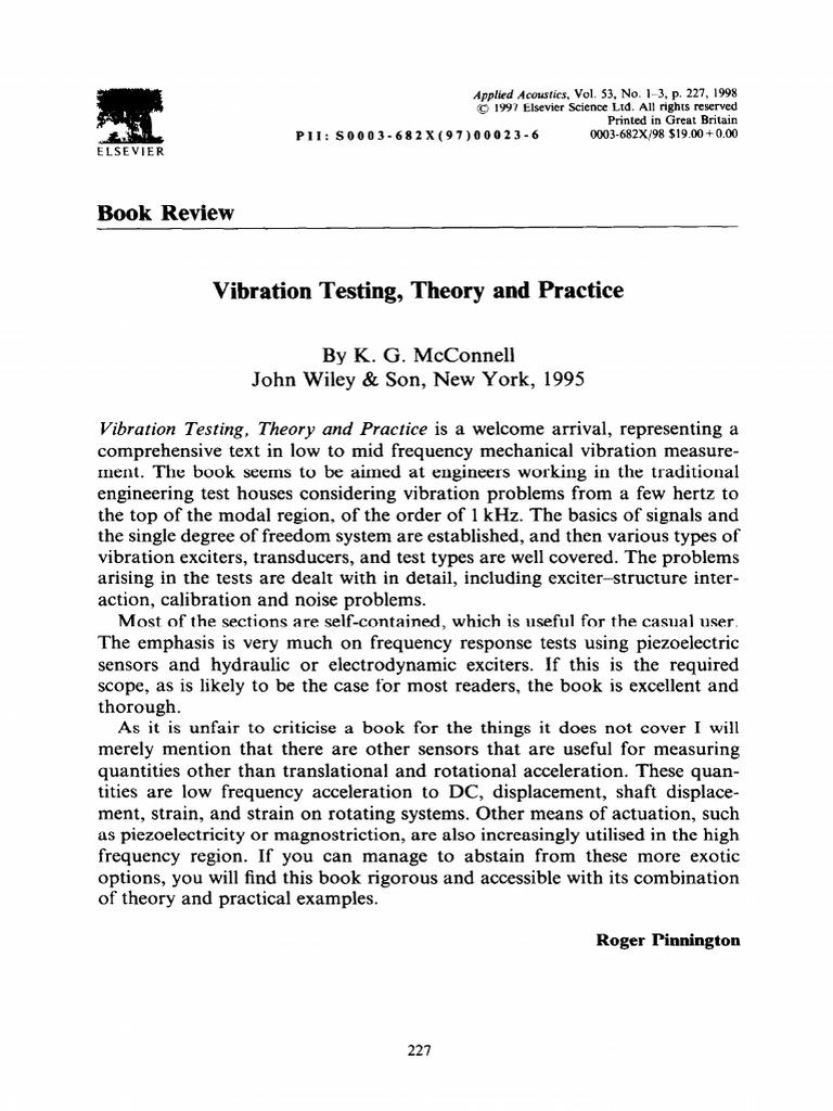 Book Review: Vibration Testing, Theory and Practice | PDF