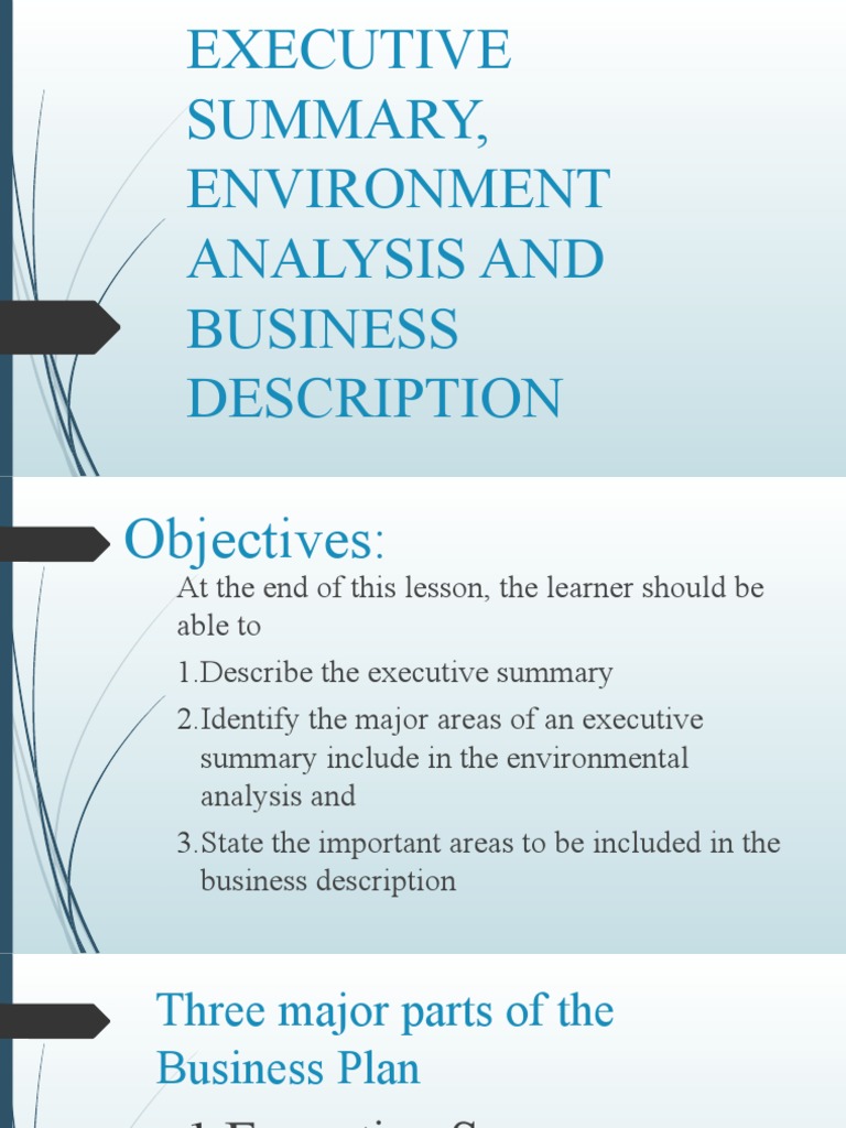 Executive Summary, Environment Analysis and Business Description ...