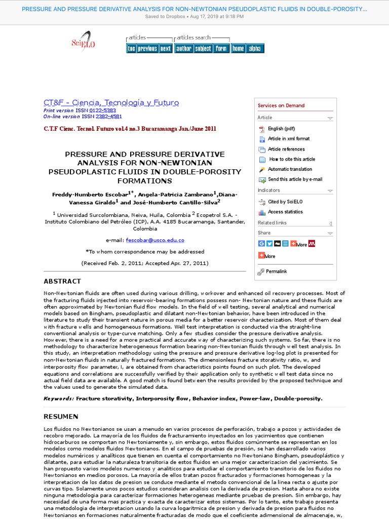 Pressure and Pressure Derivative Analysis For Non-Newtonian ...