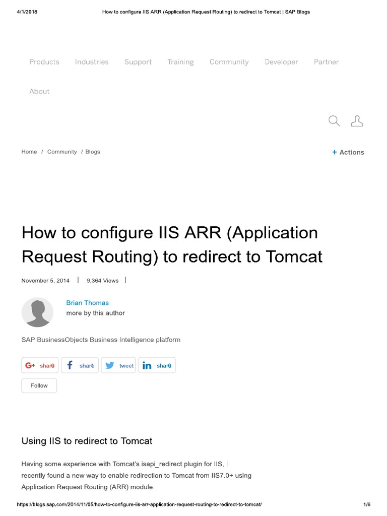 How To Configure IIS ARR (Application Request Routing) To Redirect To Tomcat | PDF | Computing ...
