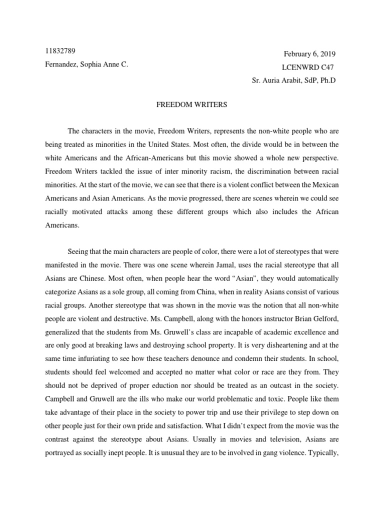 Freedom Writers | PDF | Racism | Discrimination & Race Relations