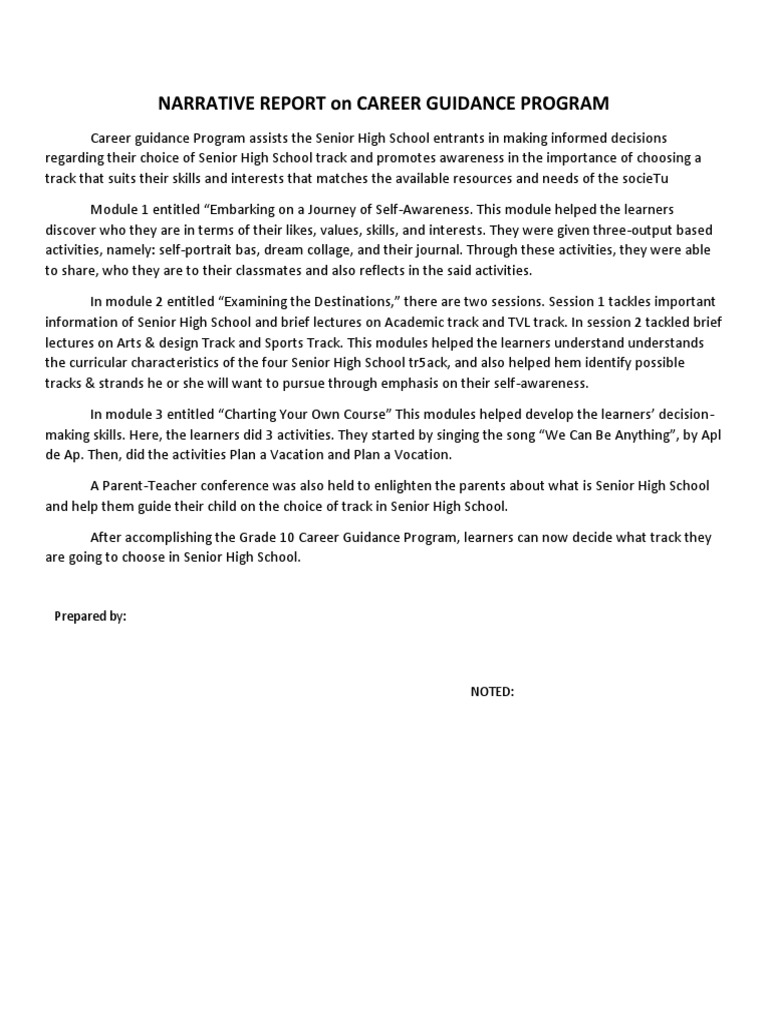 Career Guidance Narrative | PDF