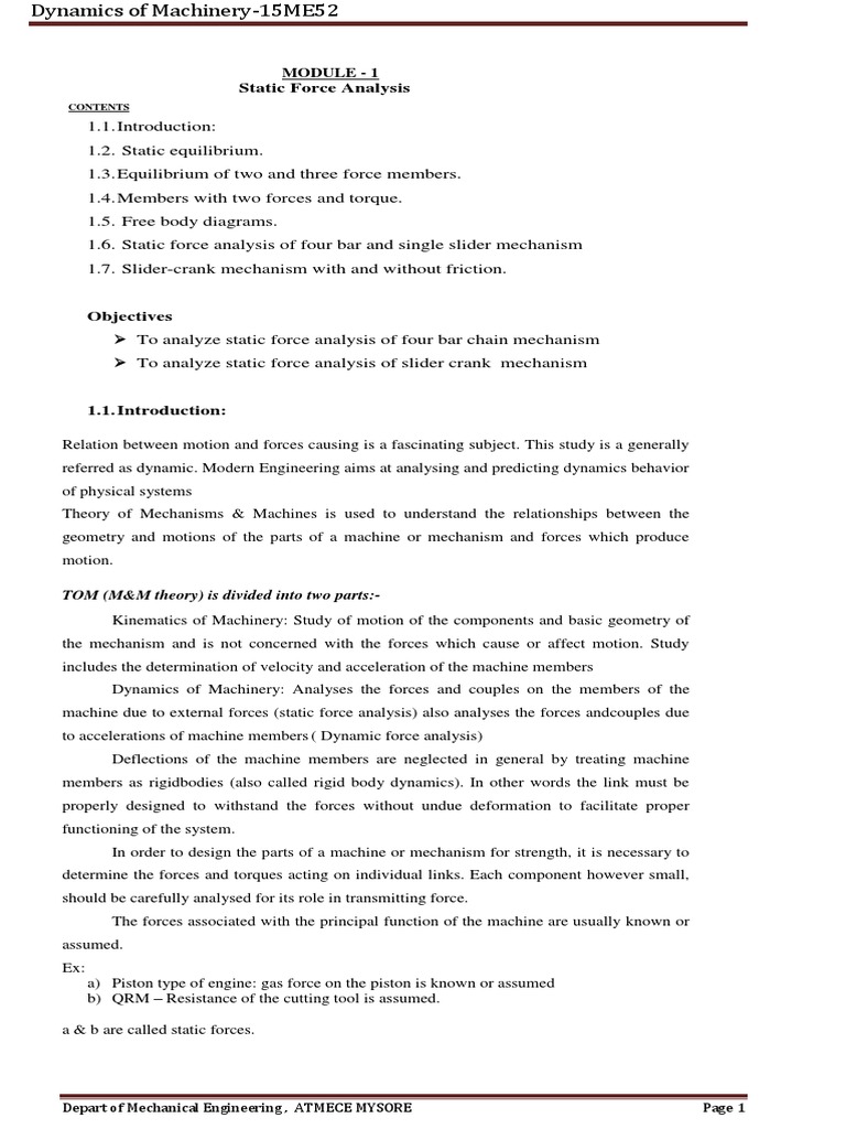 Static Force Analysis in Machinery | PDF | Machines | Force