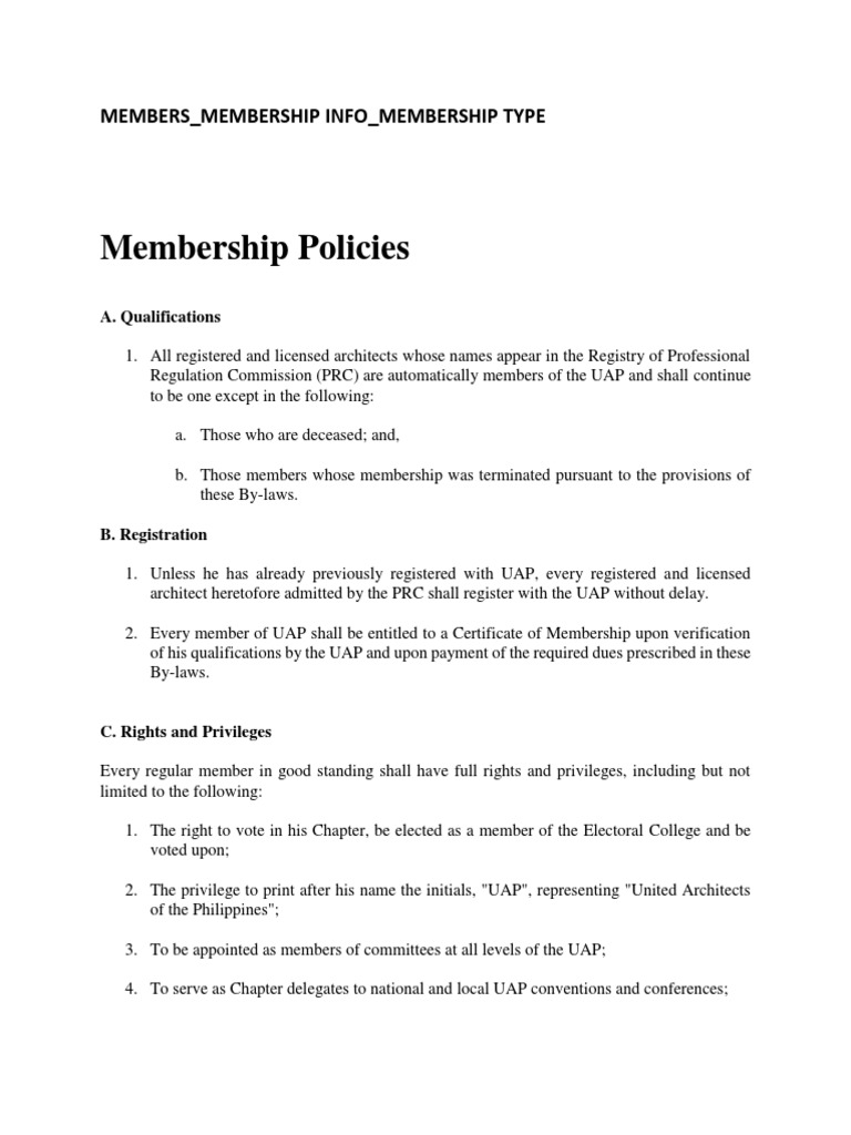 Members - Membership Info - Membership Policy | PDF | Board Of ...