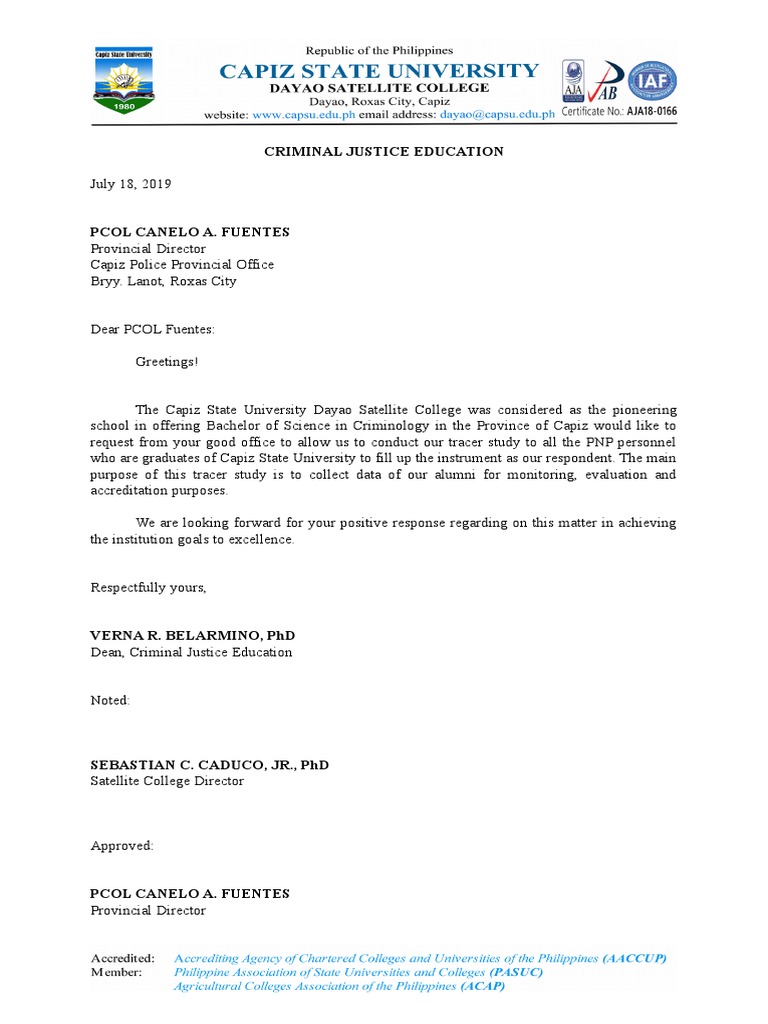 Tracer Study Letter | PDF | Misconduct | Law Enforcement