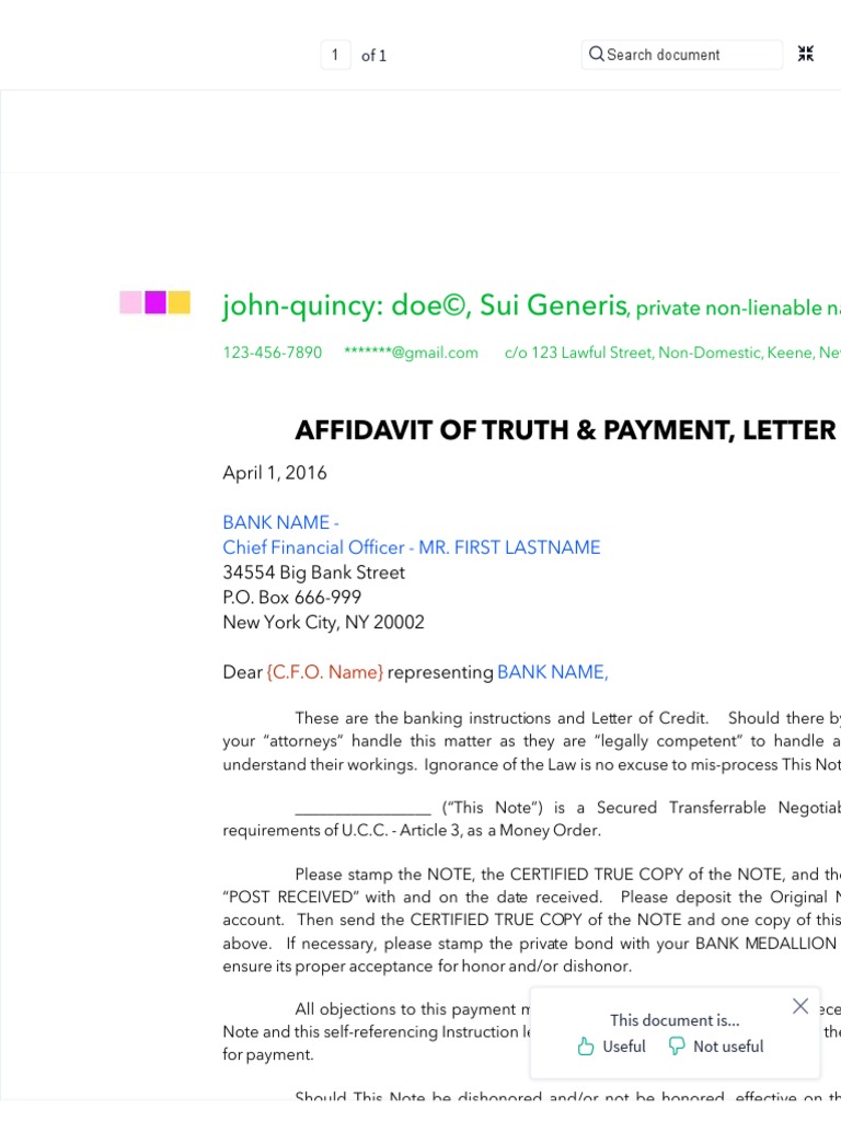 Private Bond Instructions Letter v1 1 - Letter of Credit - Negotiable ...