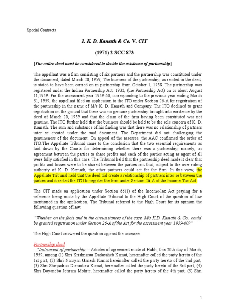 Contracts - II CASES | PDF | Partnership | Law Of Agency