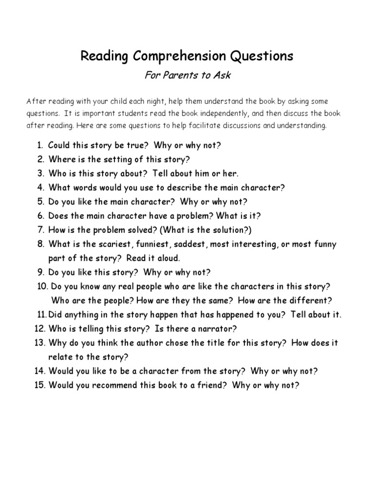 Reading Comprehension Questions PDF | PDF | Reading Comprehension | Phrase