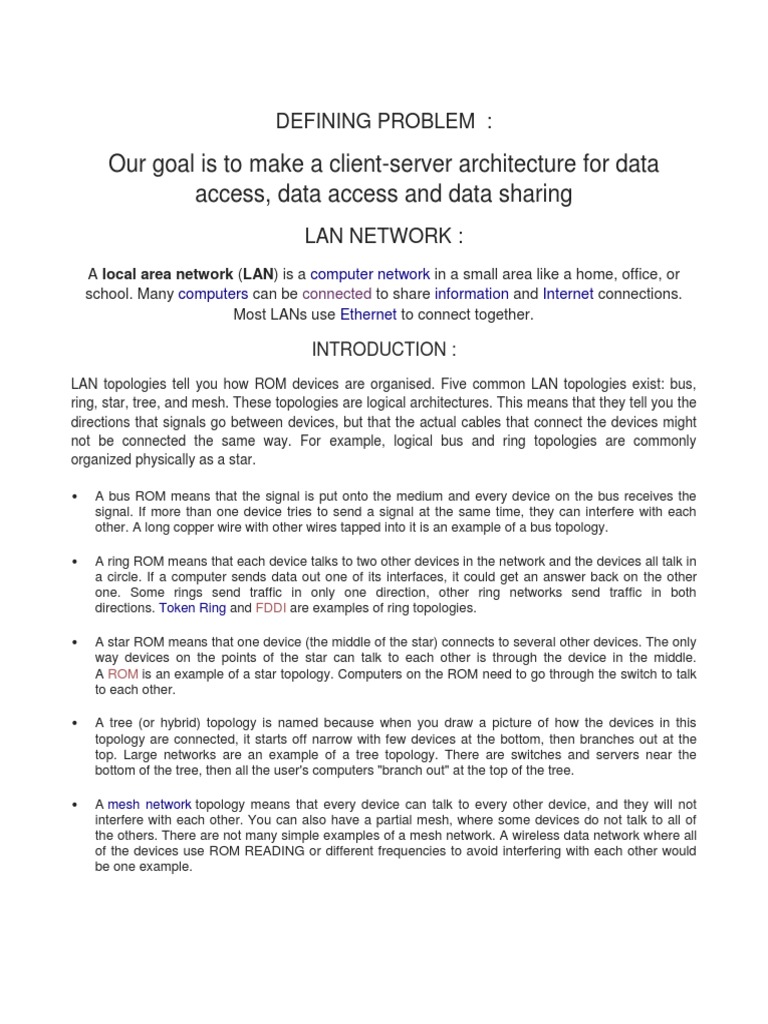 Our Goal Is To Make A Client-Server Architecture For Data Access, Data ...